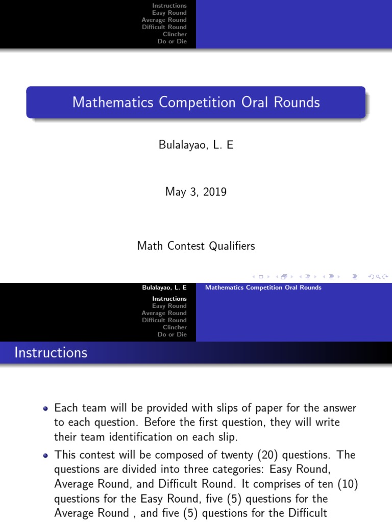 Math Orals Beamer | PDF | Trigonometric Functions | Triangle