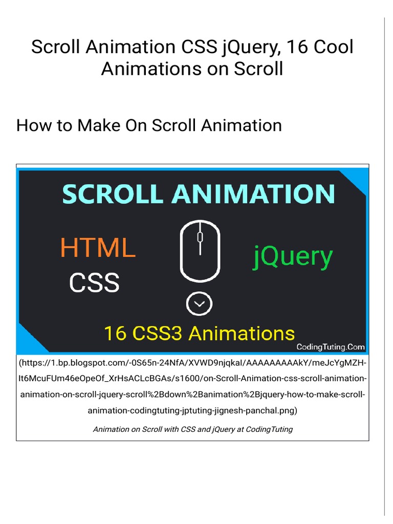 Scroll Animation Css Jquery, 16 Cool Animations On Scroll | Download Free PDF | J Query ...