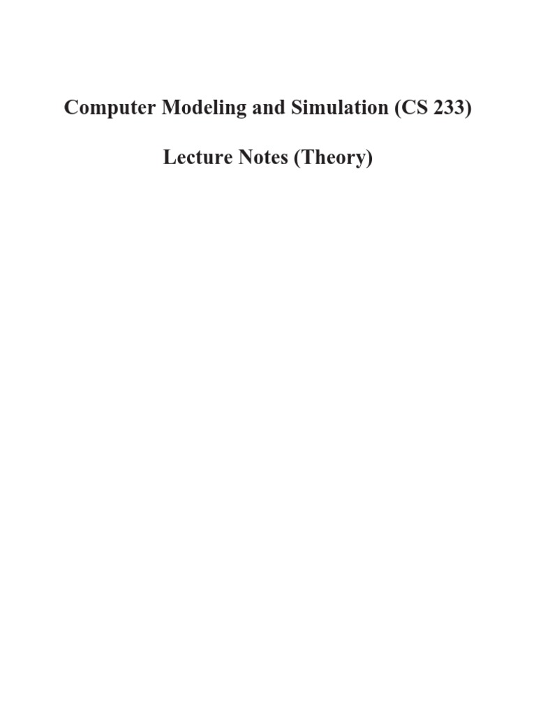 Introduction to Computer Modeling and Simulation (CS 233 | PDF ...