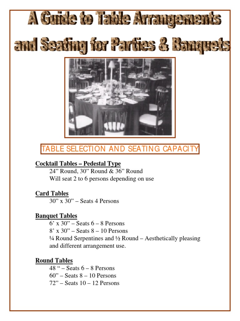 Banquet Style Table Seating Chart Free PDF | PDF | Aisle | Classroom