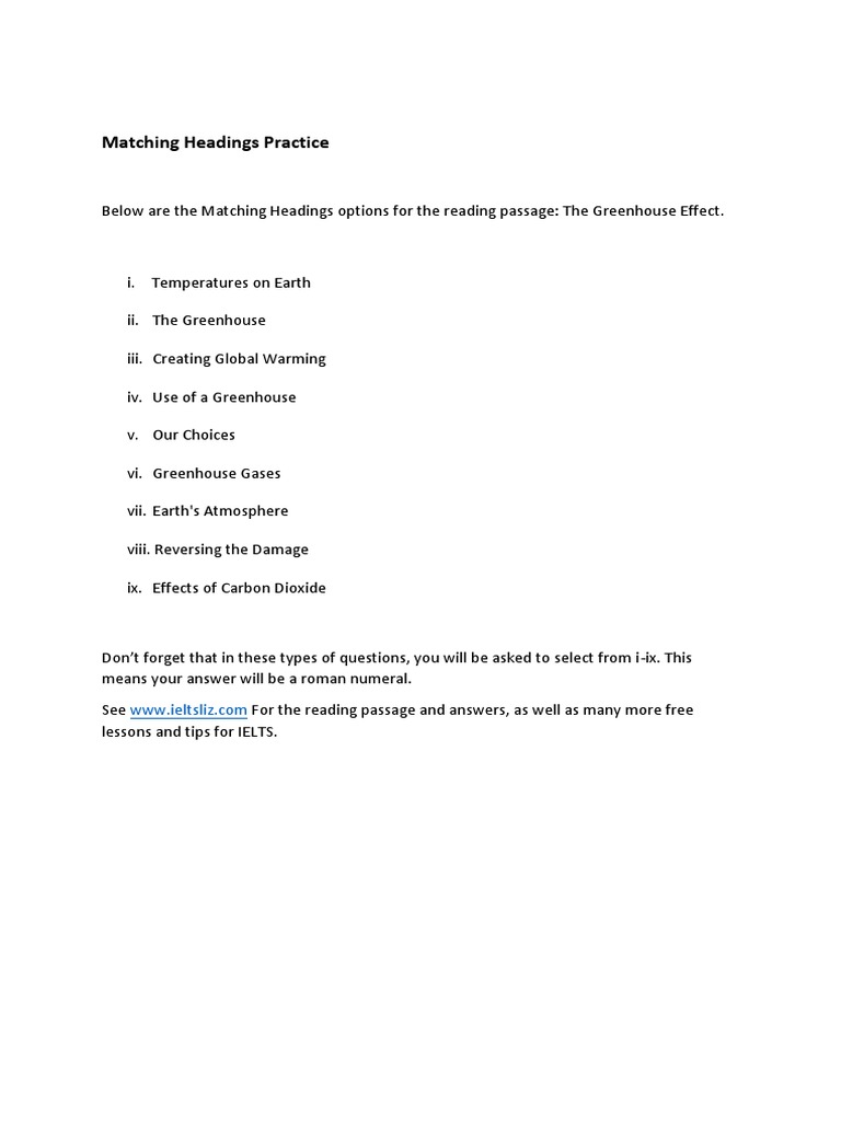 Matching Headings | PDF | Science & Mathematics