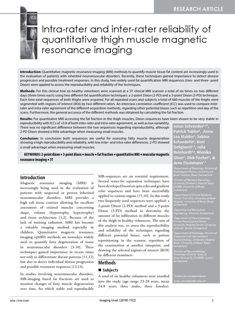 Intrarater and Interrater Reliability of Quantitative Thigh Muscle ...