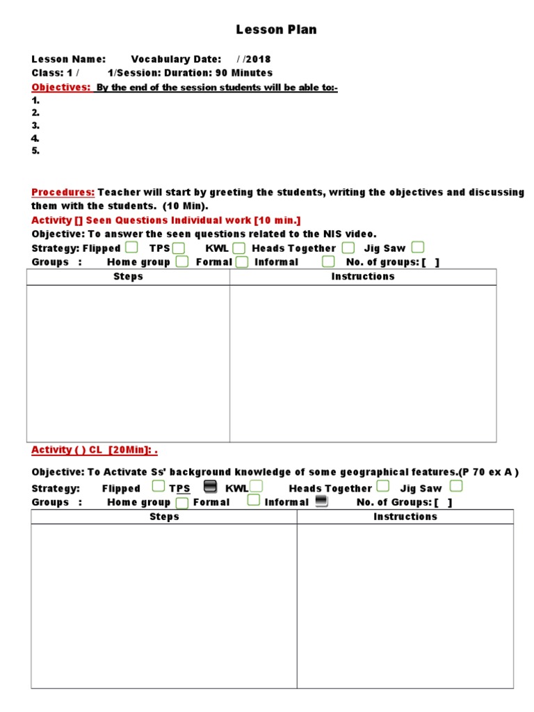 Lesson Plan: Objectives | PDF