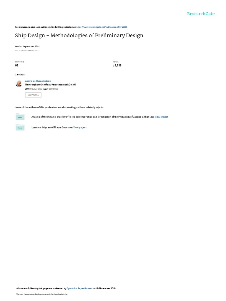 Ship Design - Methodologies of Preliminary Design: September 2014 | PDF ...