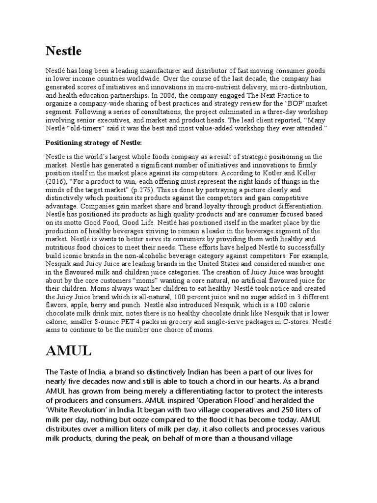 Nestle: Positioning Strategy of Nestle | PDF | Brand | Juice