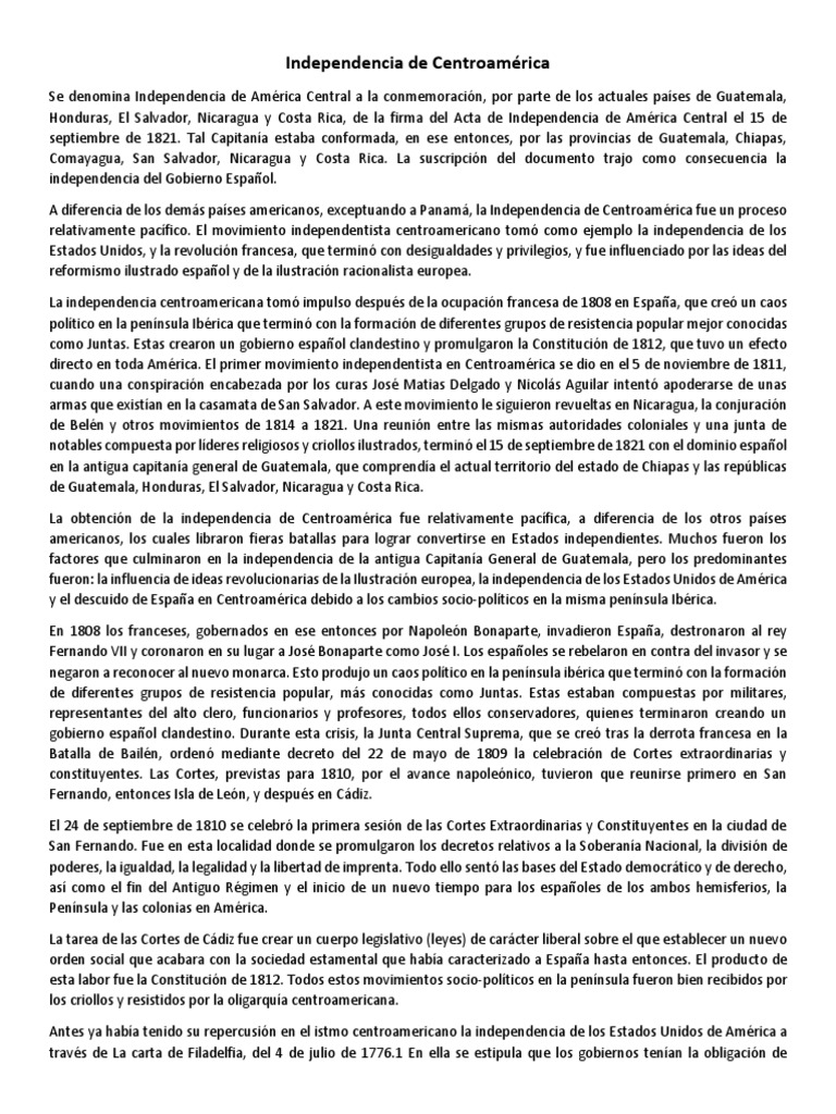 Independencia de Centroamérica | PDF | Política (general) | Agitación