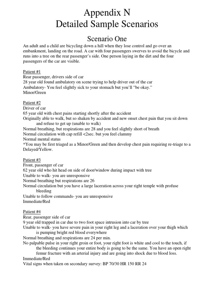 MCI Drill Sample Scenarios | PDF | Breathing | Cardiopulmonary Resuscitation