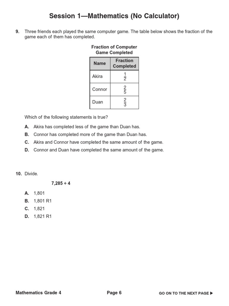 Practice Test Math Grade 4 | PDF | Elementary Mathematics | Teaching ...