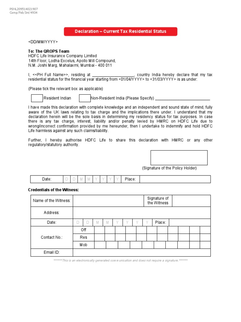 Residential Declaration HMRC | PDF | Social Science | Law