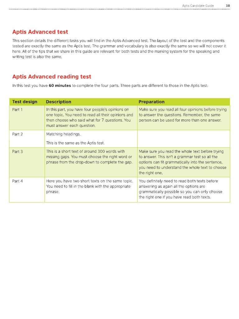 APTIS Advanced Reading and Listening PDF | PDF