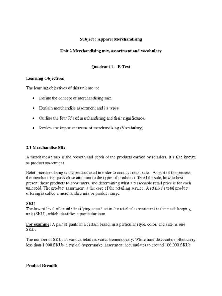 Merchandise Mix | Download Free PDF | Merchandising | Retail