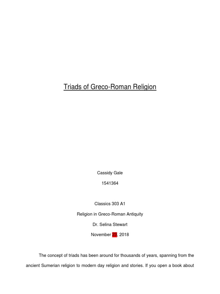 Greco-Roman Religious Triads | PDF | Deities | Mythology