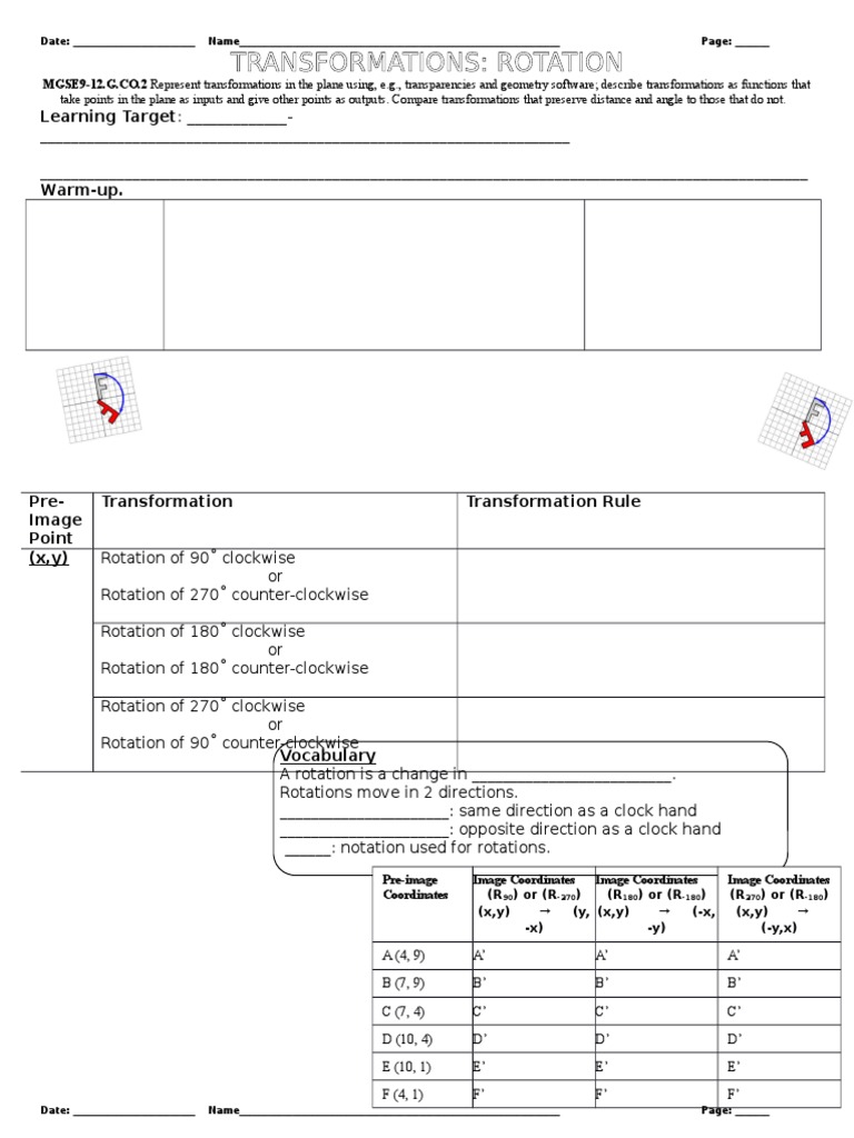 Day 2 - 09-06-2019 Rotations Guided Notes | PDF | Space | Geometry