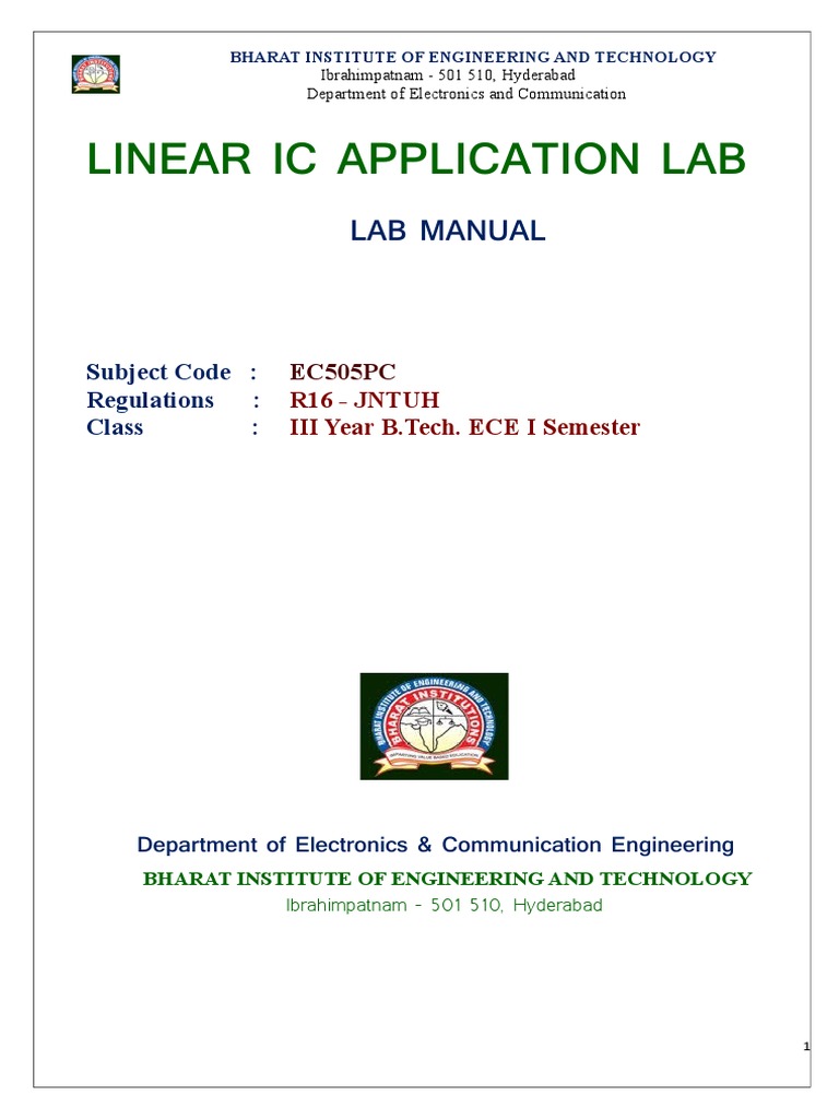 Linear Ic Application Lab | PDF | Operational Amplifier | Amplifier
