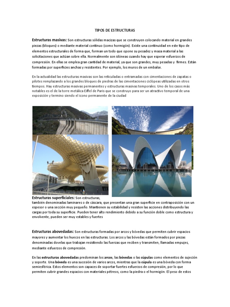 Tipos de Estructuras | PDF | Bóveda (Arquitectura) | Fundación (Ingeniería)