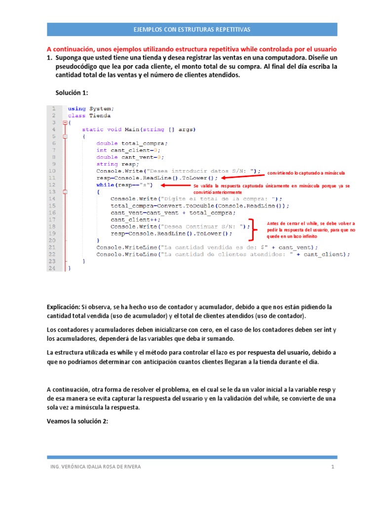 Ejemplos Con While (Usuario y Centinela) PDF | PDF | Programa de computadora | Programación