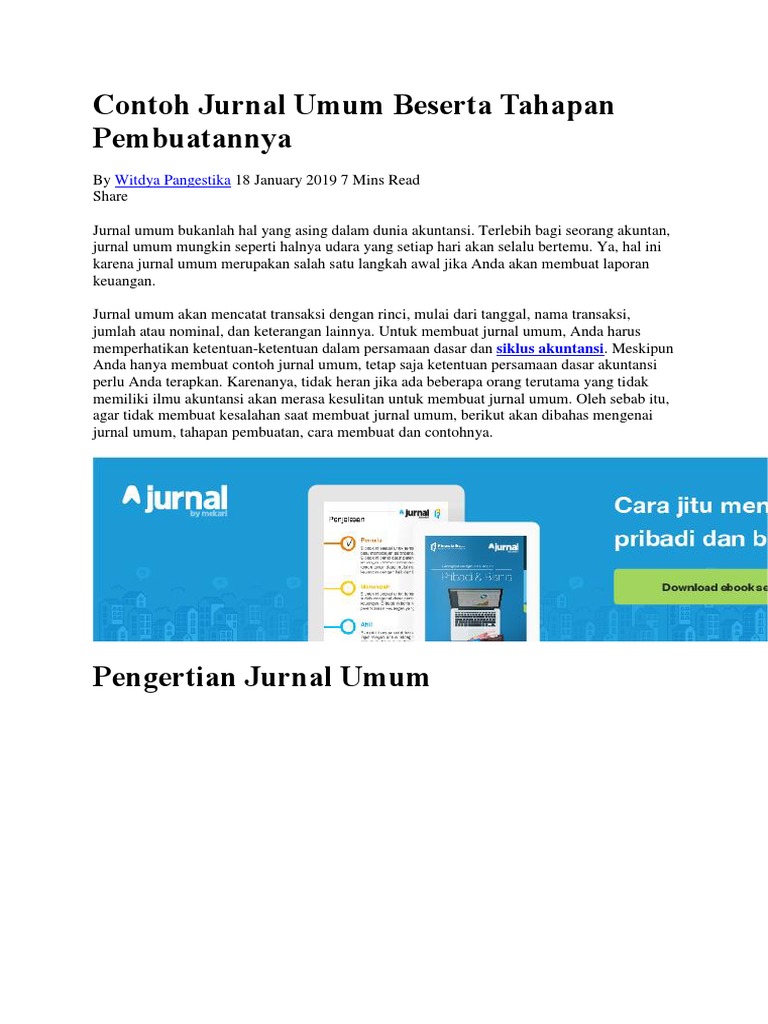 Contoh Jurnal Umum Beserta Tahapan Pembuatannya | PDF