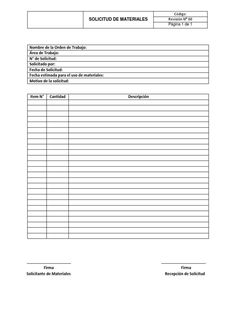 Formato Solicitud de Materiales | PDF