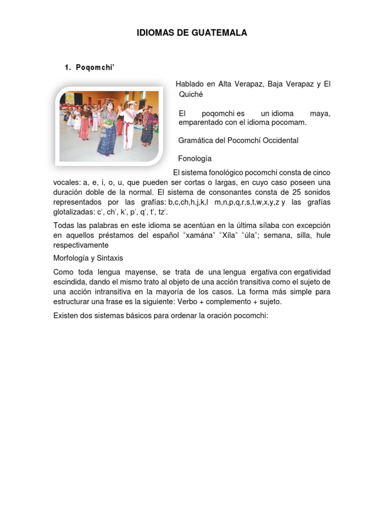 25 - IDIOMAS - DE - GUATEMALA - CON - IMAGEN y Descripcion de Una Hoja ...