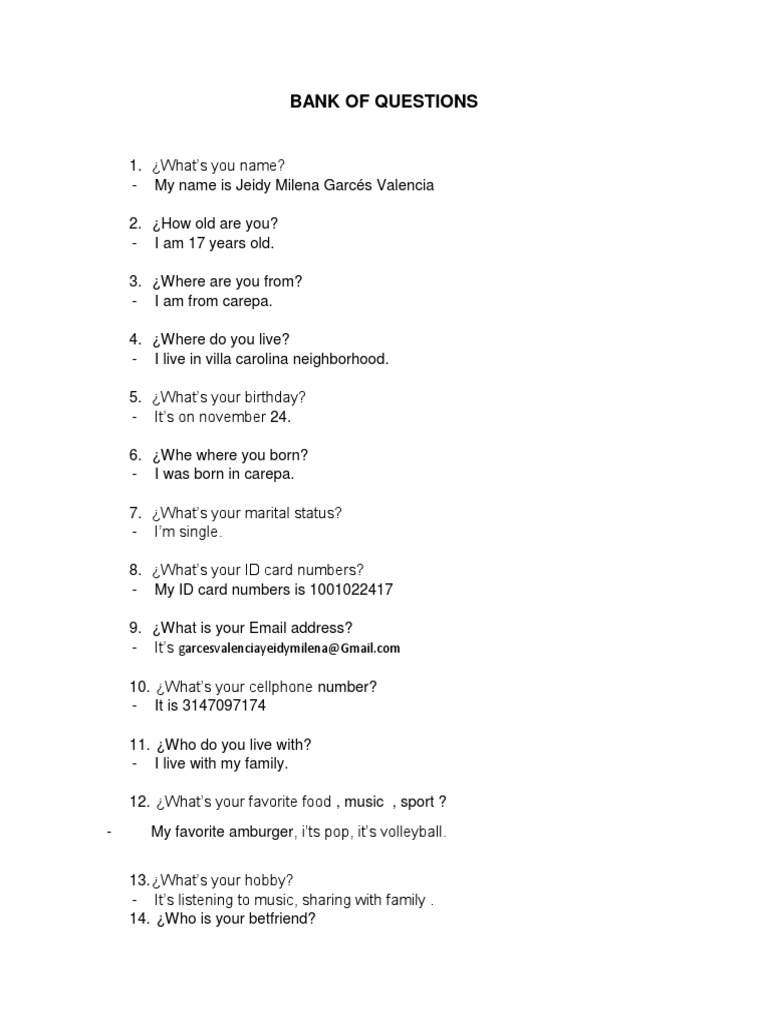 Bank of Questions | PDF