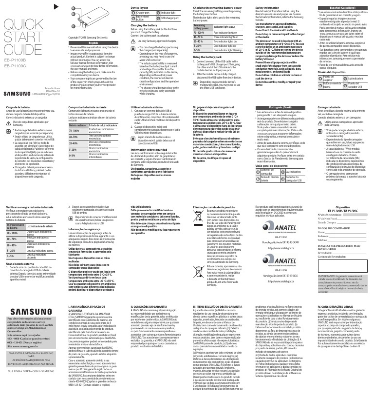 Eb-P1100c QSG Latin America Type Rev.1.0 181029 Screen | PDF | Battery ...