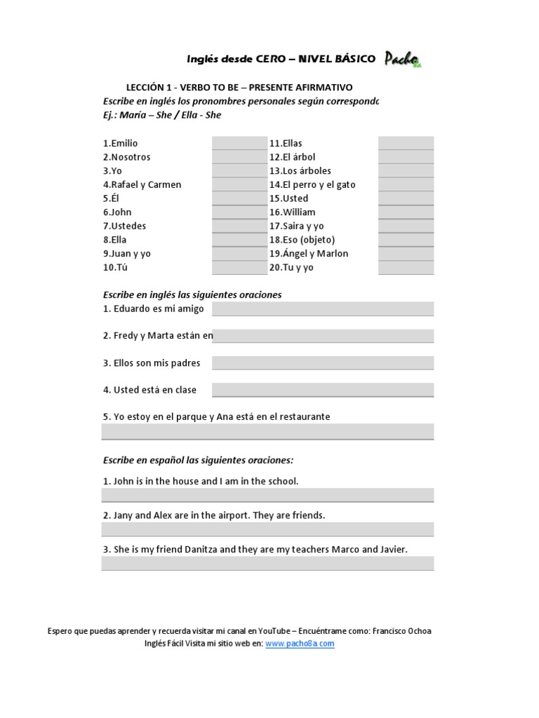 Ejercicios de Ingles Basico | PDF | Sintaxis | Tipología Lingüística