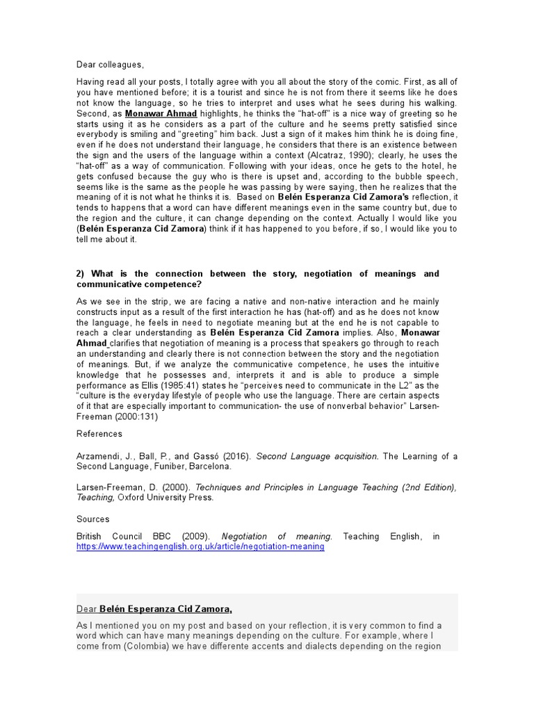 2) What Is The Connection Between The Story, Negotiation of Meanings ...