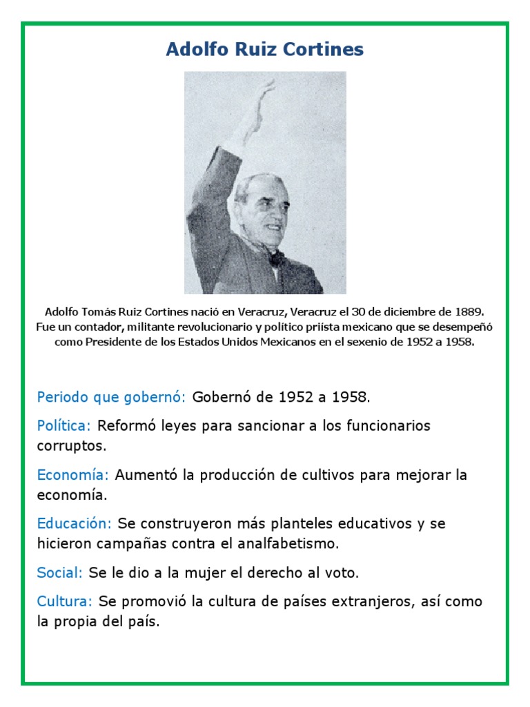 Adolfo Ruiz Cortines - Resumen | PDF | Historia