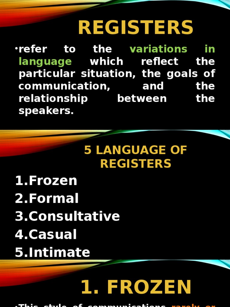 English 9 - Register | PDF | Semiotics | Communication