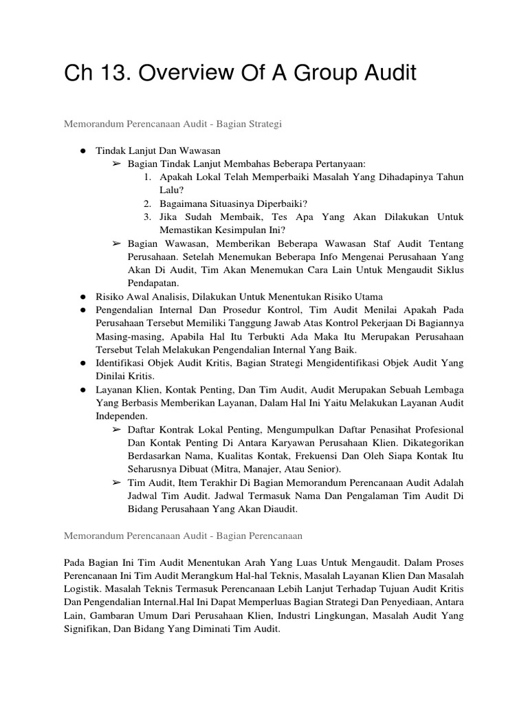 Perencanaan dan Strategi Audit Grup | PDF