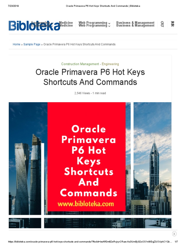 Oracle Primavera P6 Hot Keys Shortcuts and Commands - Bibloteka | PDF ...