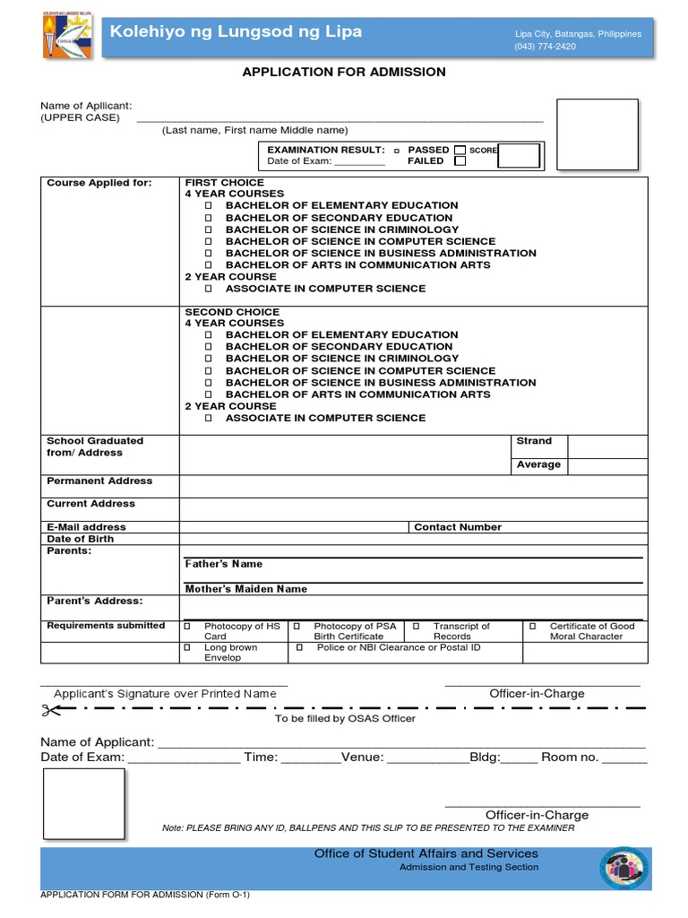 (KLL) Application For Admission | PDF | University And College ...