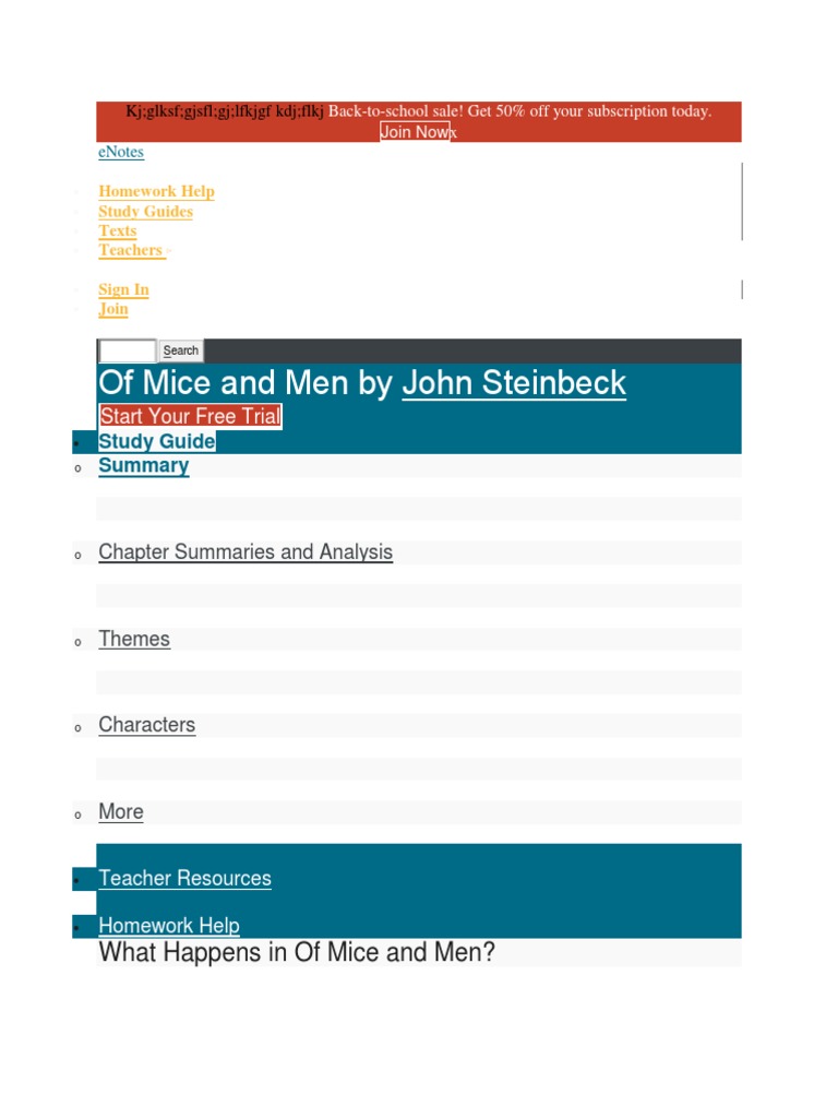 Of Mice and Men by John Steinbeck | PDF
