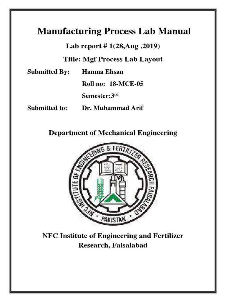 Manufacturing Process Lab Manual1 | PDF