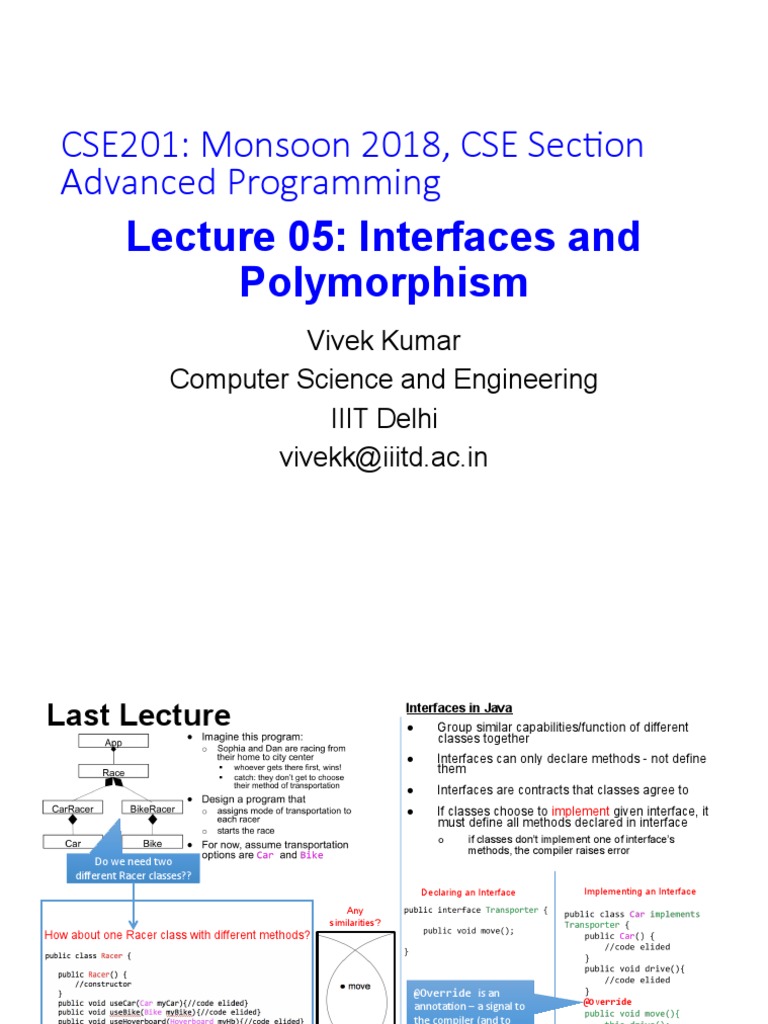 Lec05 Polymorphism | PDF | Class (Computer Programming) | Method (Computer Programming)