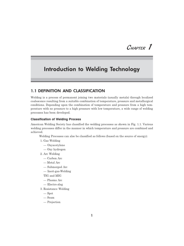 Introduction To Welding Technology: 1.1 Definition and Classification ...