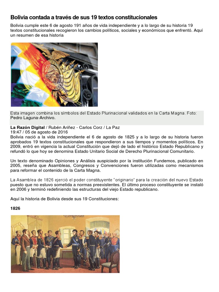 Constituciones de Bolivia | PDF | Bolivia | Constitución