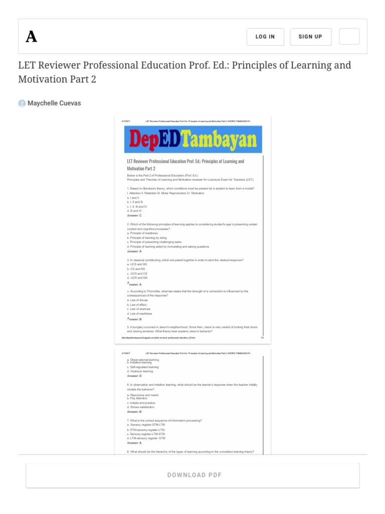 Prof. Ed. LET Reviewer: Learning Principles | PDF | Motivation ...