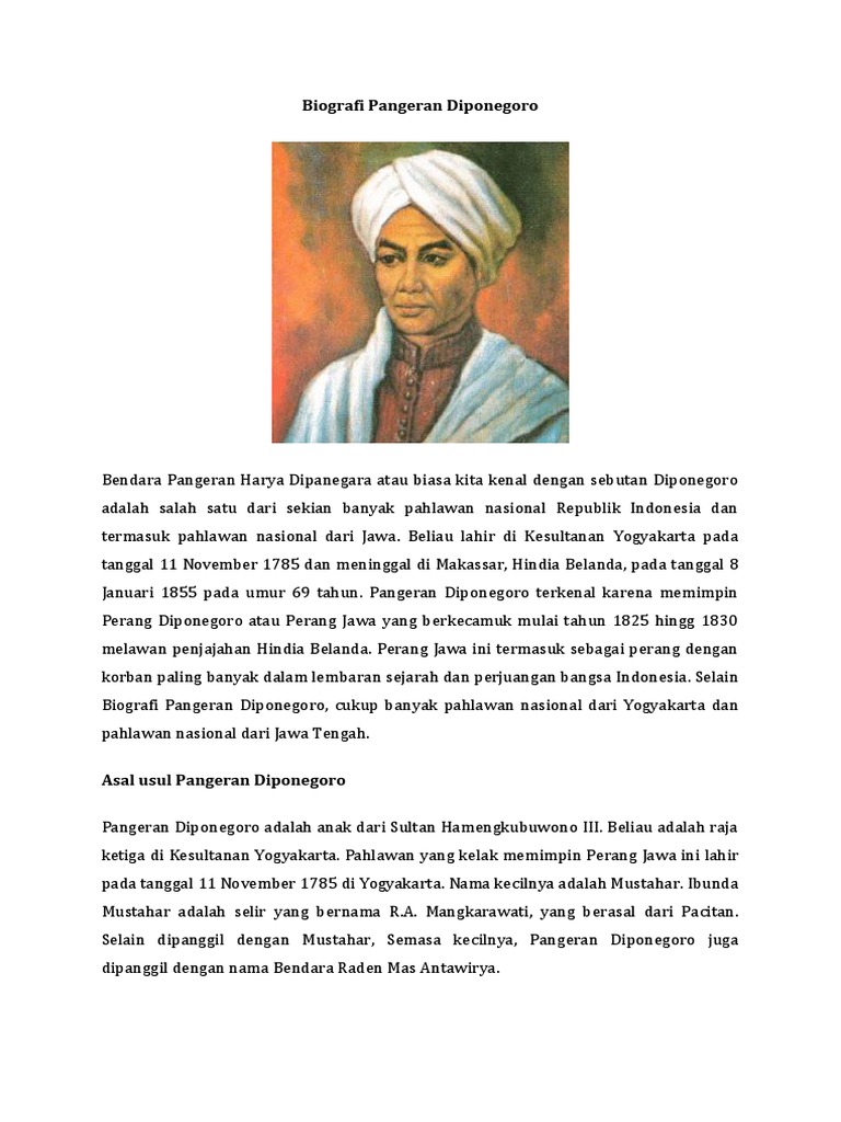 Biografi Pangeran Diponegoro | PDF