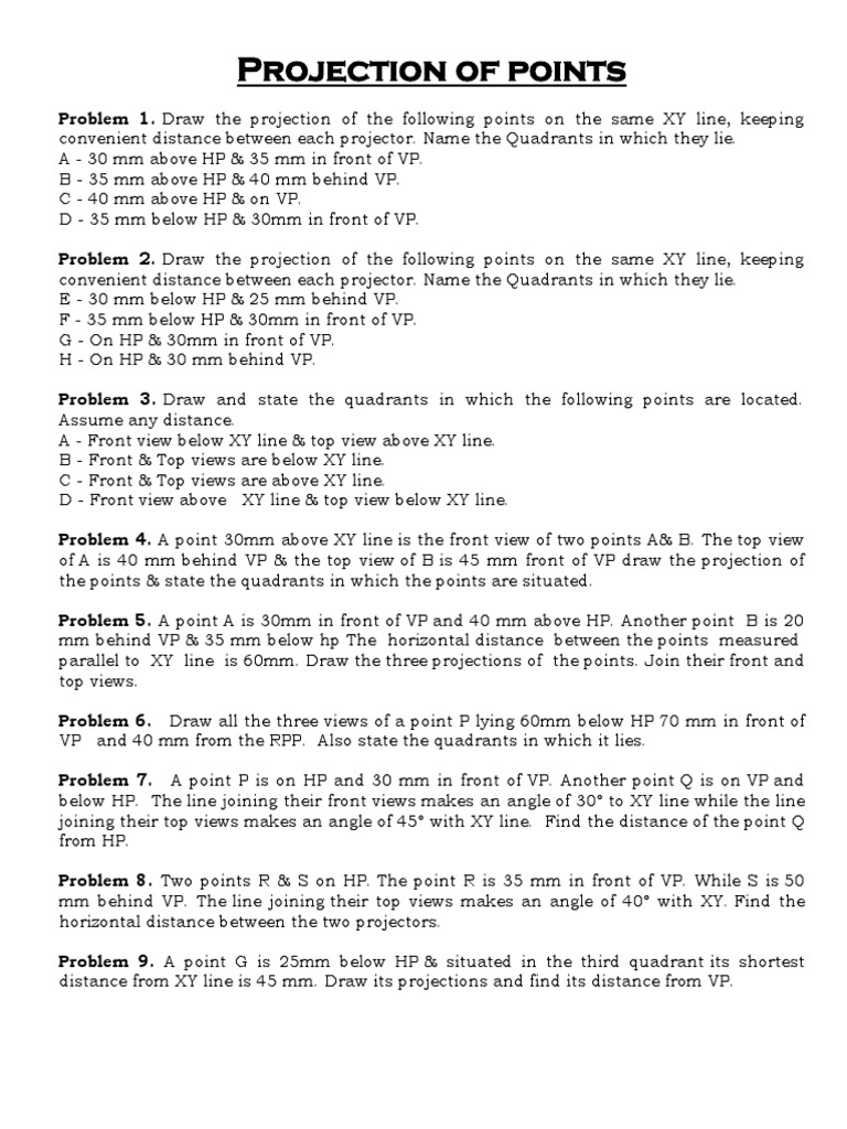 Projection of Points | PDF | Cartesian Coordinate System | Geometry