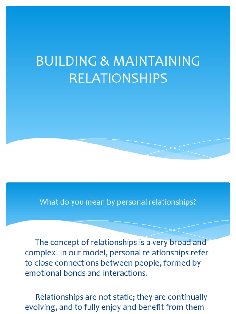Building & Maintaining Relationships | PDF | Friendship | Intimate ...