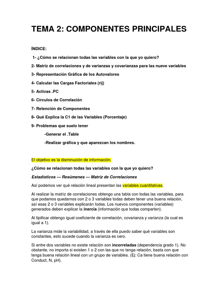 Componentes Principales | PDF | Análisis de componentes principales ...