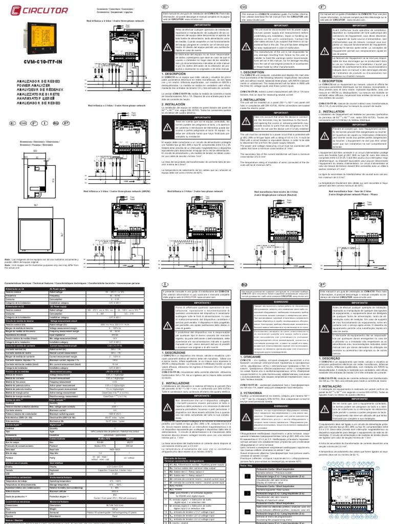 Analizador Circutor CVM C10 | PDF | Poder (Física) | Naturaleza