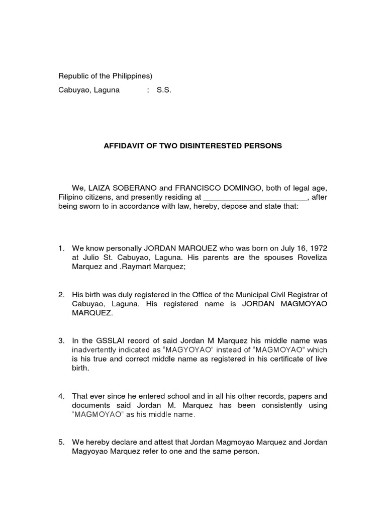 Affidavit of Disinterested Parties | PDF | Politics