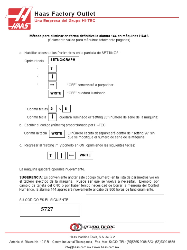 Haas Control Unlock | PDF