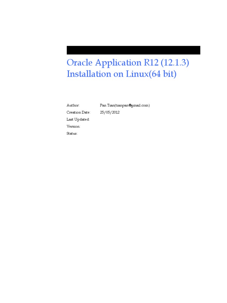 Oracle Application R12 12 1 3 Installation On Linux 64 Bit Pdf Oracle Database Linux