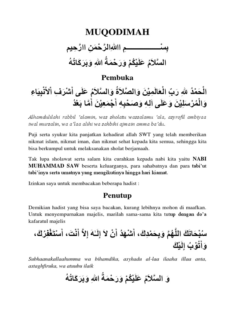 Muqodimah Pidato Islami dan Sholawat | PDF