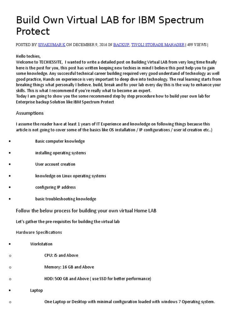 Build Own Virtual LAB For TSM IBM Spectrum Protect | PDF ...
