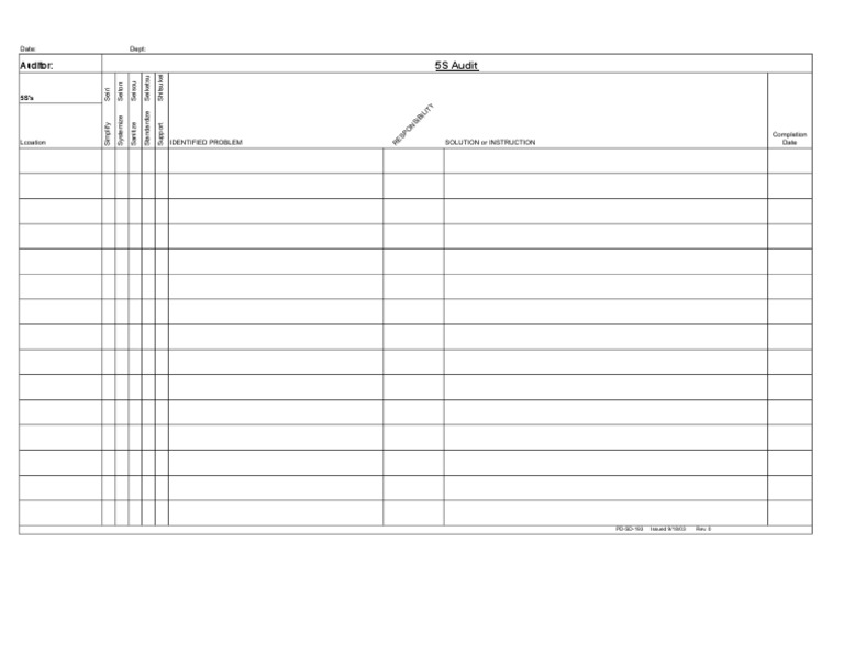 5S Audit Sheet | PDF